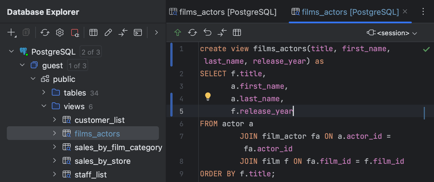 Views | DataGrip Documentation