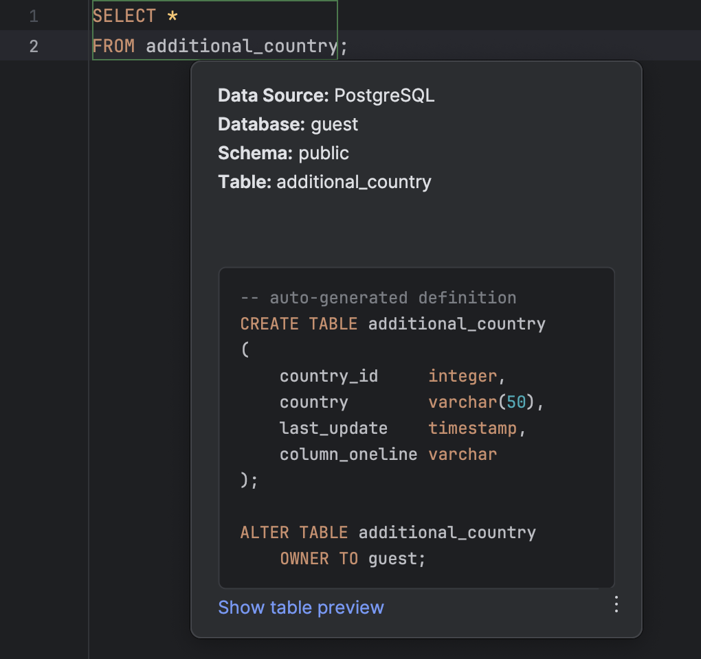 Tables | PyCharm Documentation