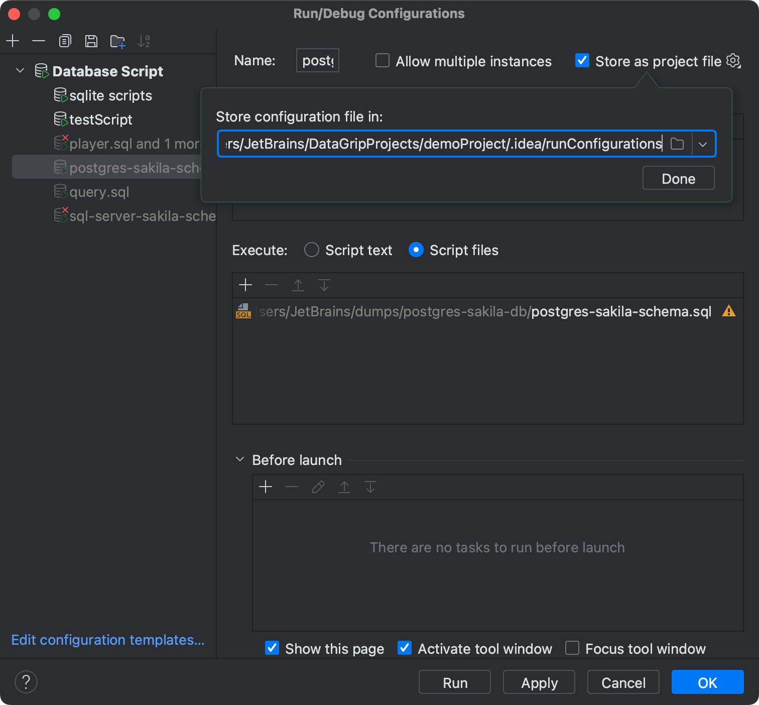 Run/debug configurations | DataGrip Documentation