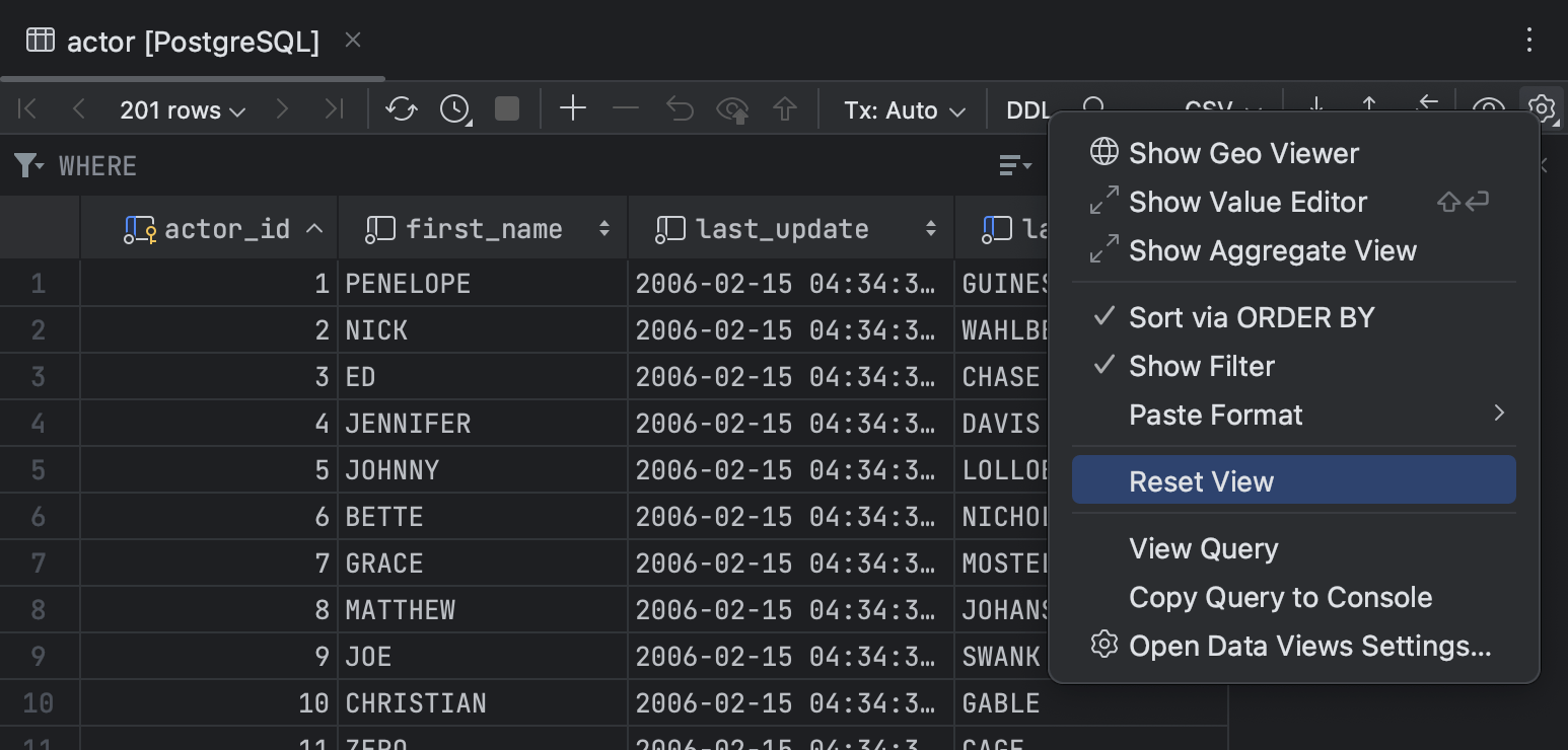 Columns | IntelliJ IDEA Documentation