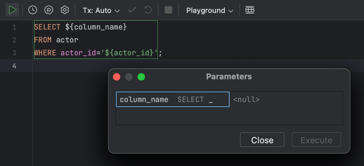 User Parameters | DataGrip Documentation