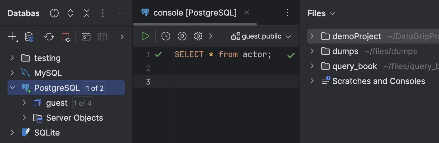 Use Files tool window | DataGrip Documentation
