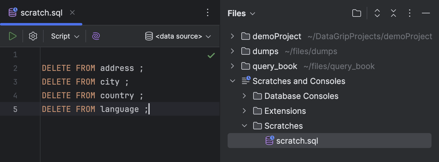 Use Files tool window | DataGrip Documentation
