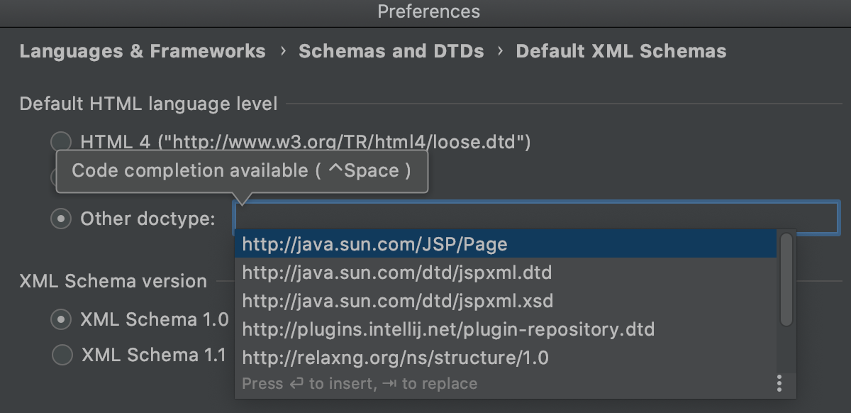 Default Xml Schemas Intellij Idea Documentation
