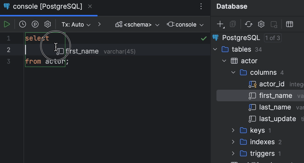 Columns | PyCharm Documentation