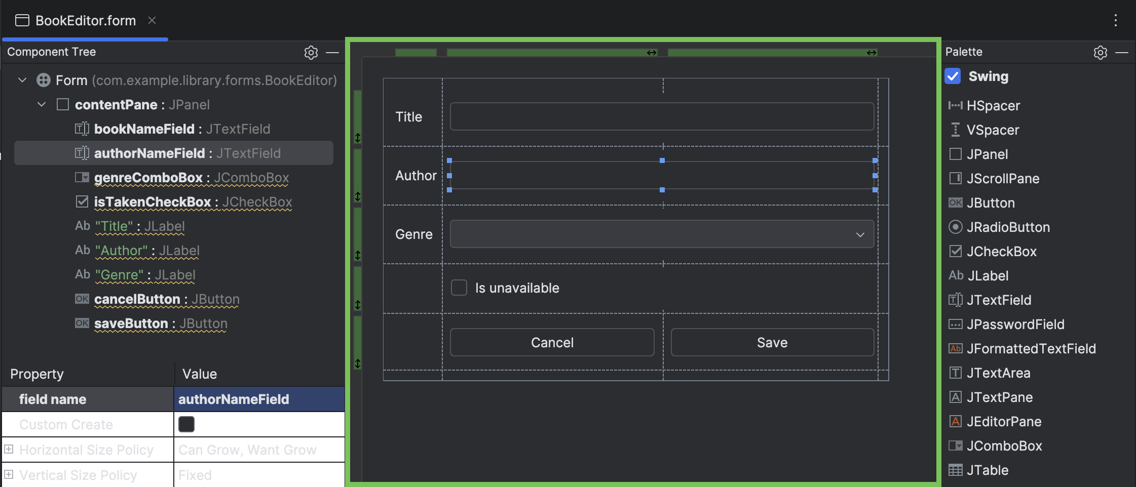 Form workspace | IntelliJ IDEA Documentation