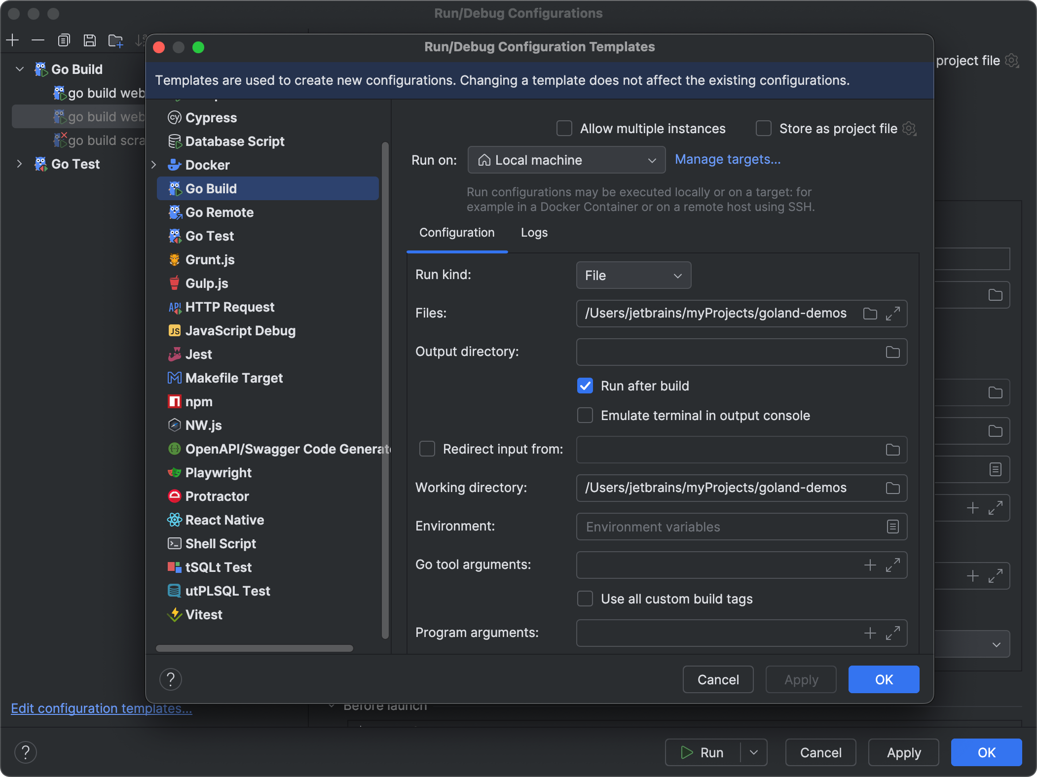 Run Debug Configurations Goland Documentation