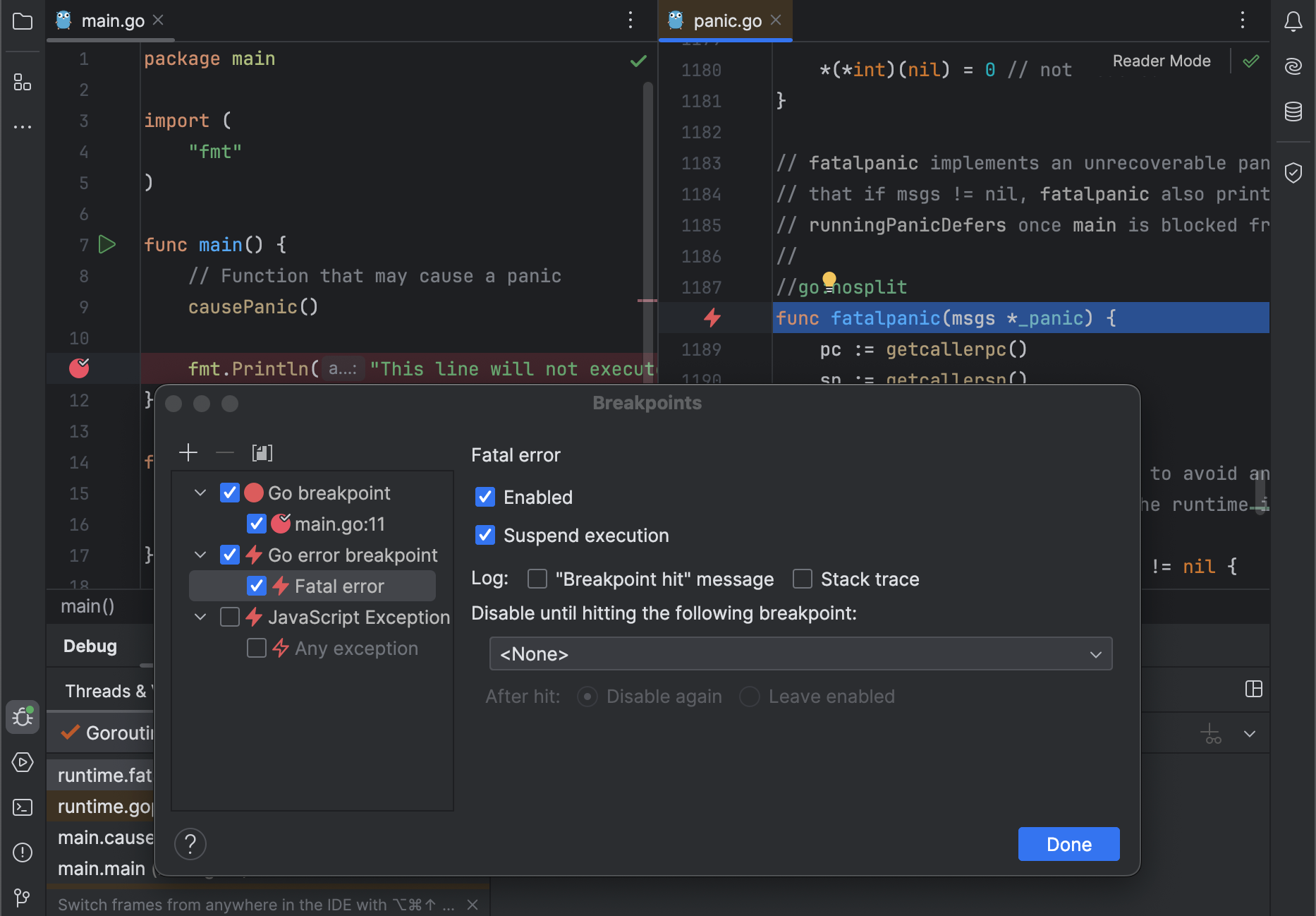 Breakpoints | GoLand Documentation