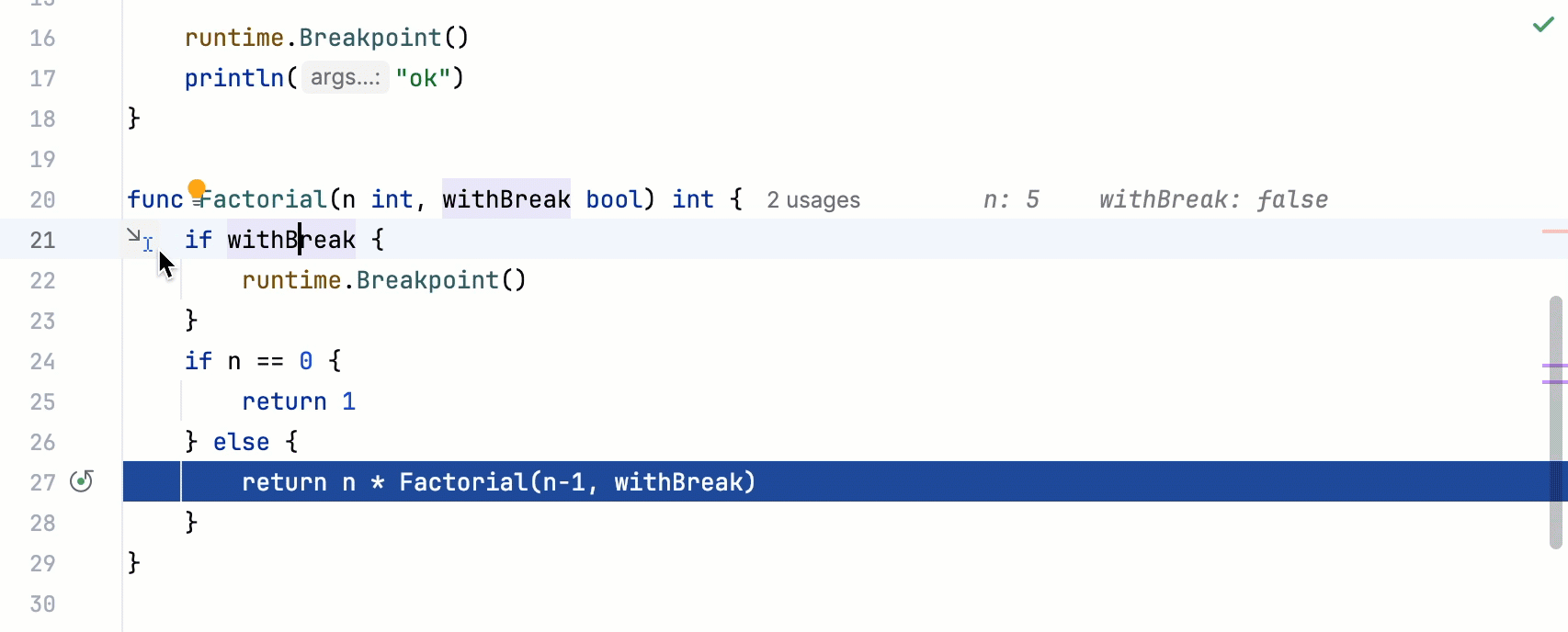 Step through the program | GoLand Documentation