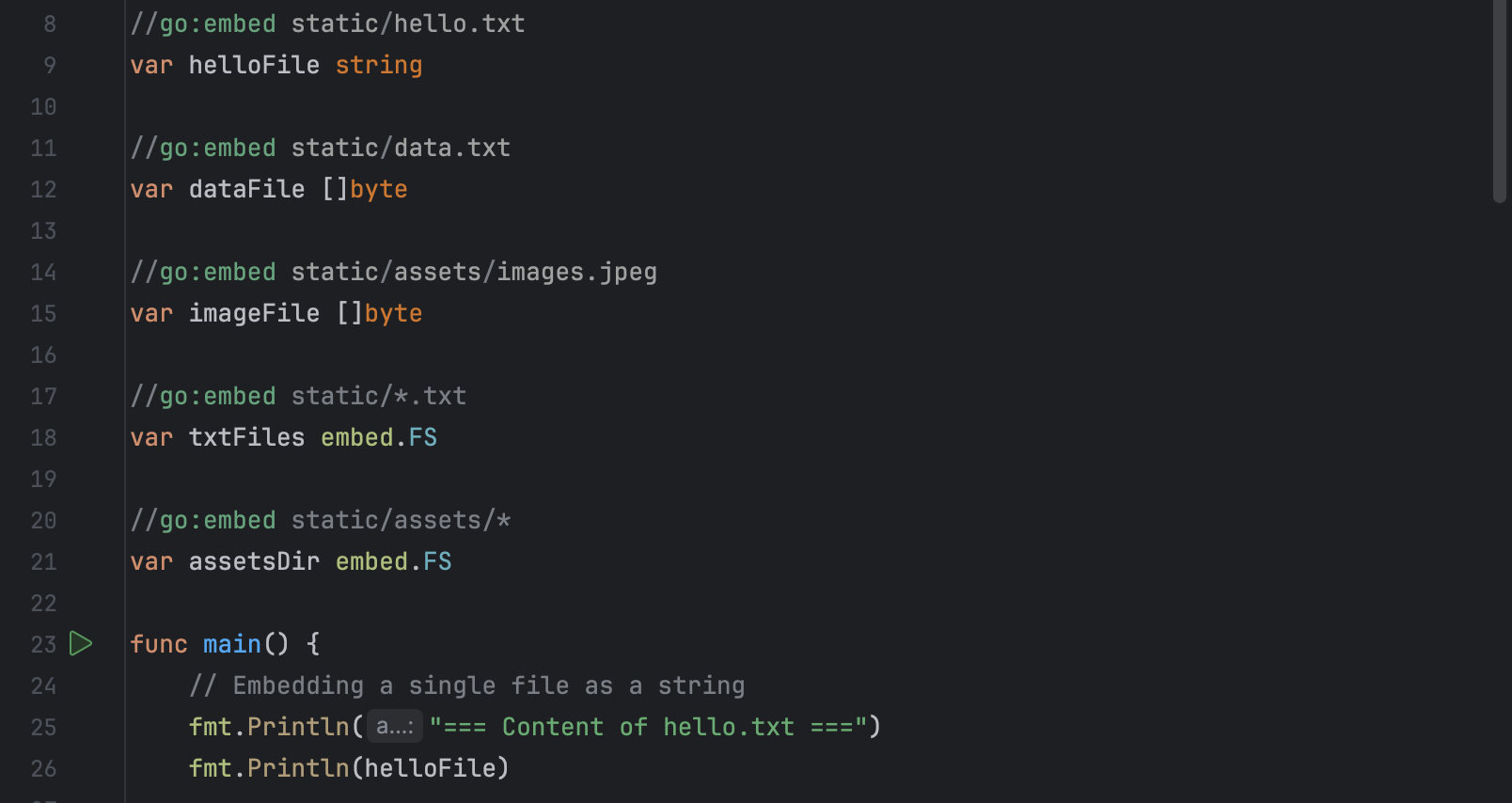 Embedding files | GoLand Documentation