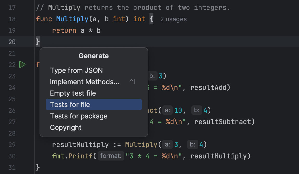 Create tests | GoLand Documentation