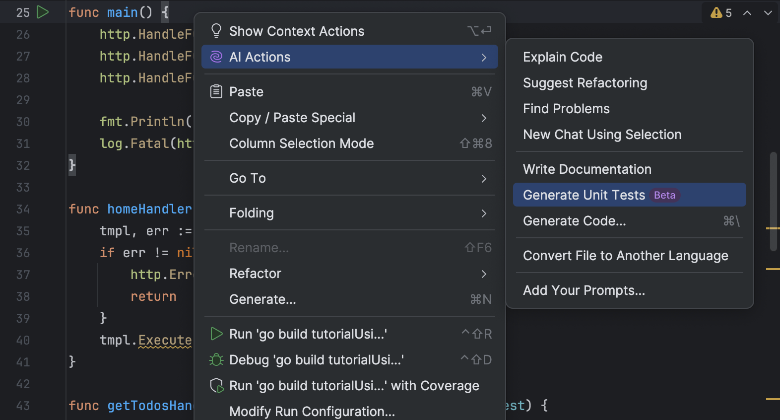 Using AI Assistant to build an application | GoLand Documentation