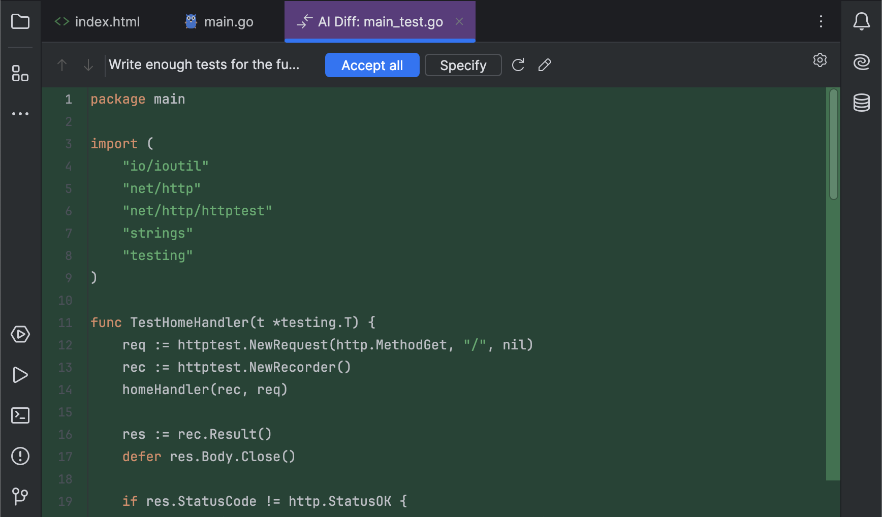 Using AI Assistant to build an application | GoLand Documentation