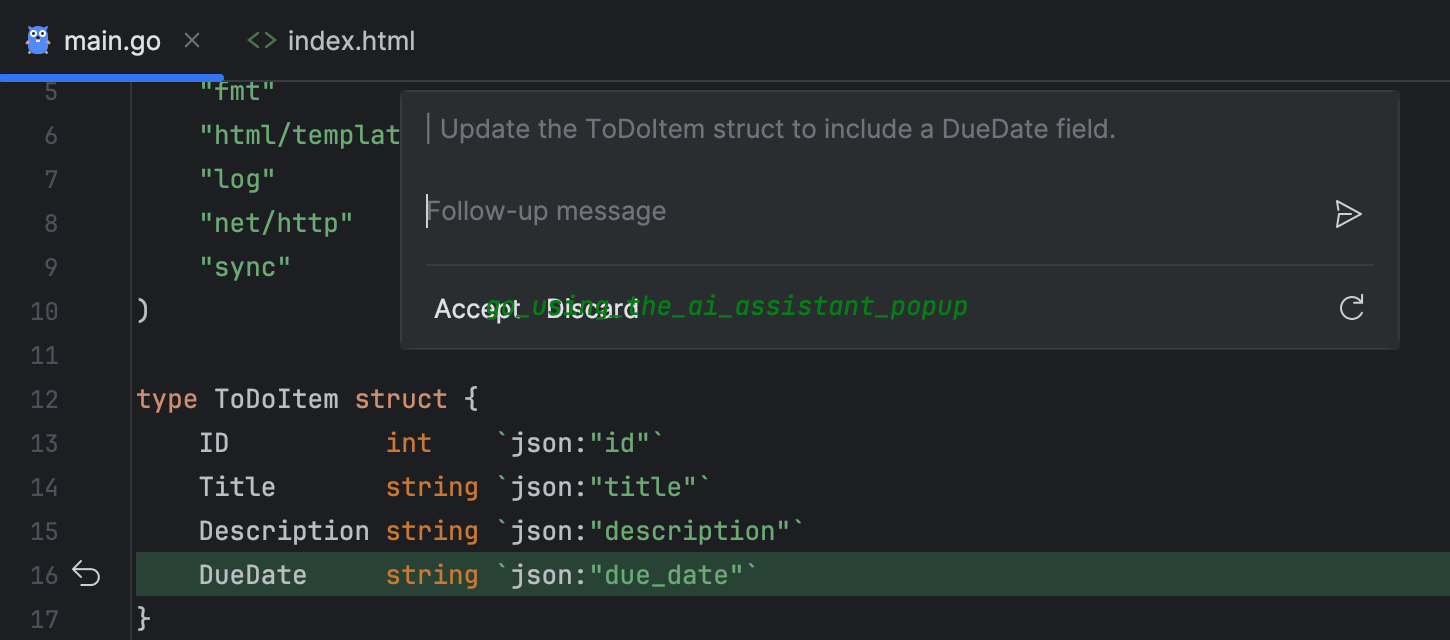 Using AI Assistant to build an application | GoLand Documentation