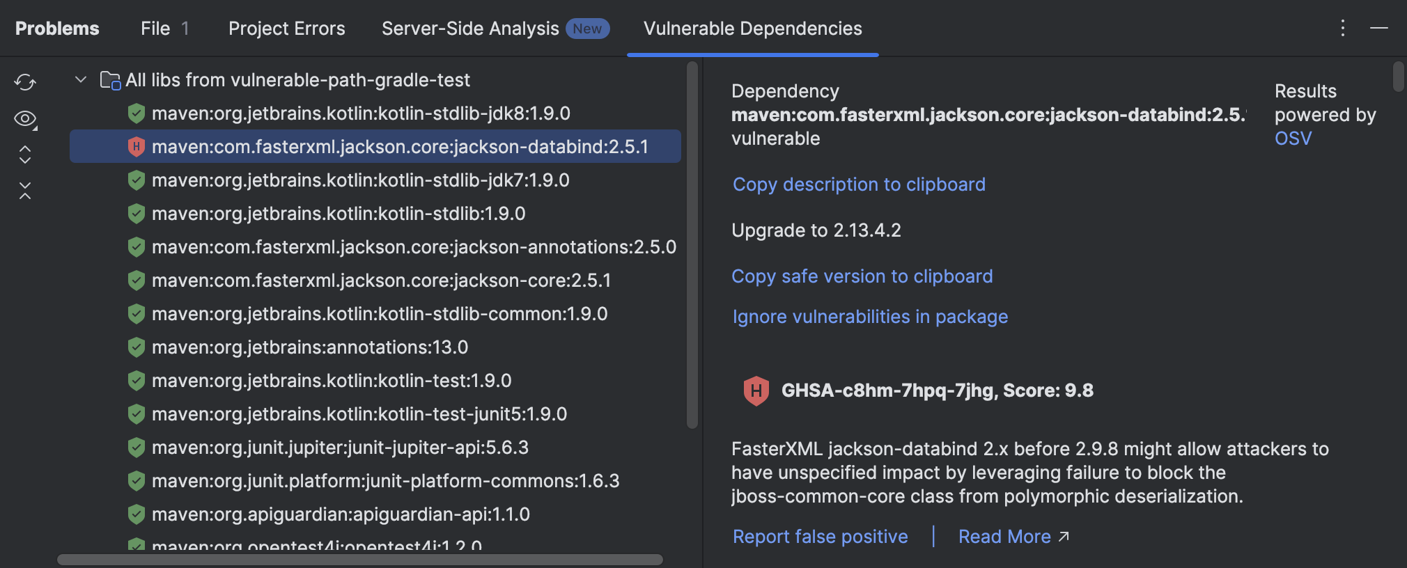 Find vulnerable and malicious dependencies | IntelliJ IDEA Documentation