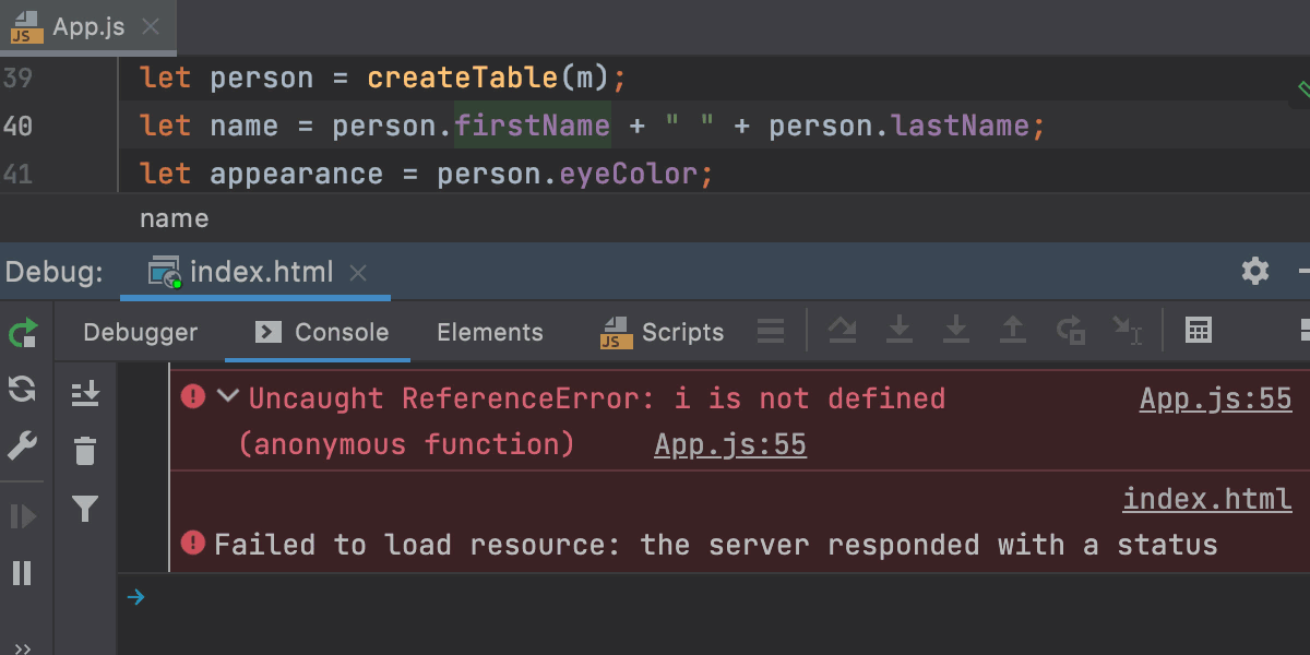 Interactive debugger console | WebStorm Documentation