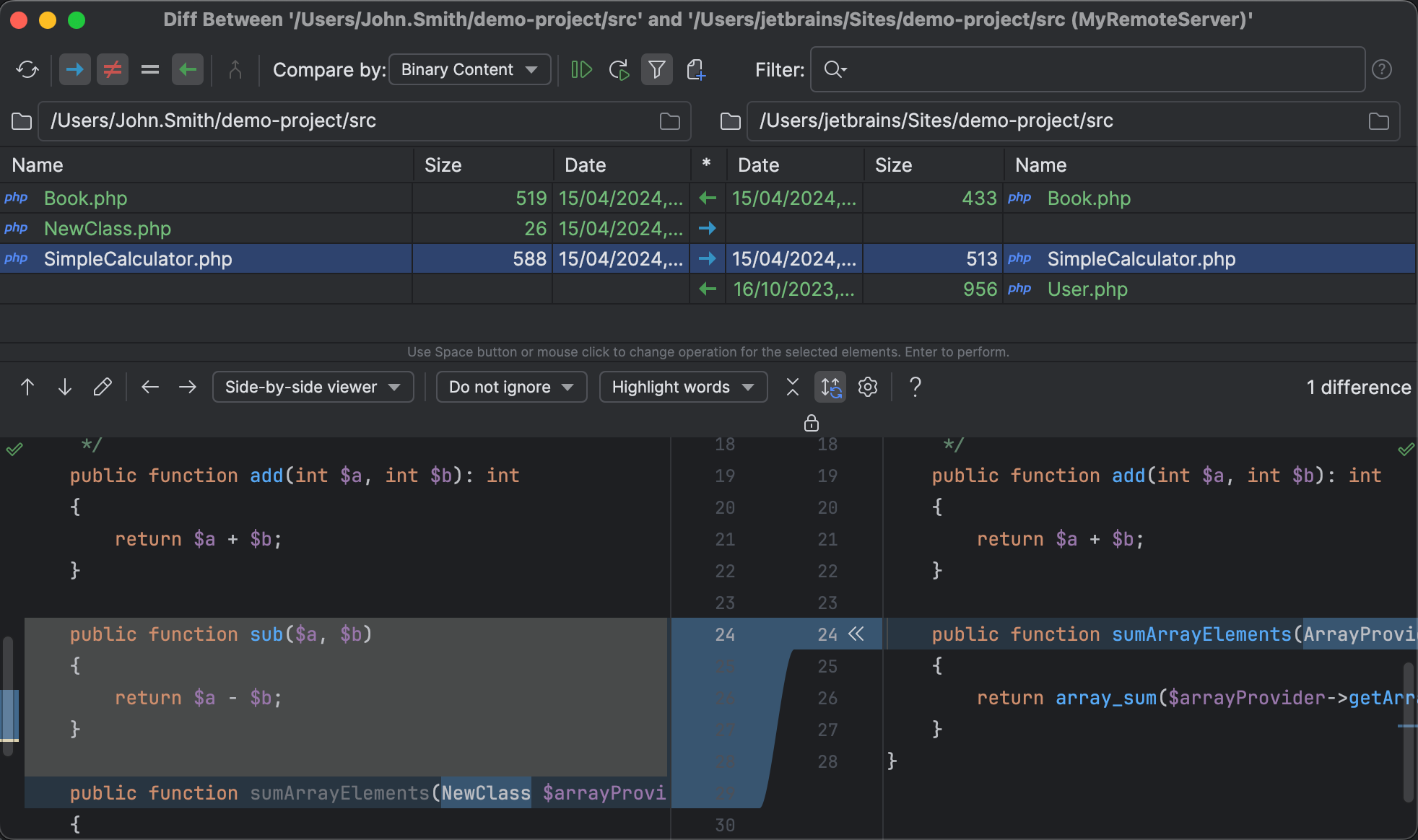 Compare deployed files and folders with their local versions | PhpStorm ...