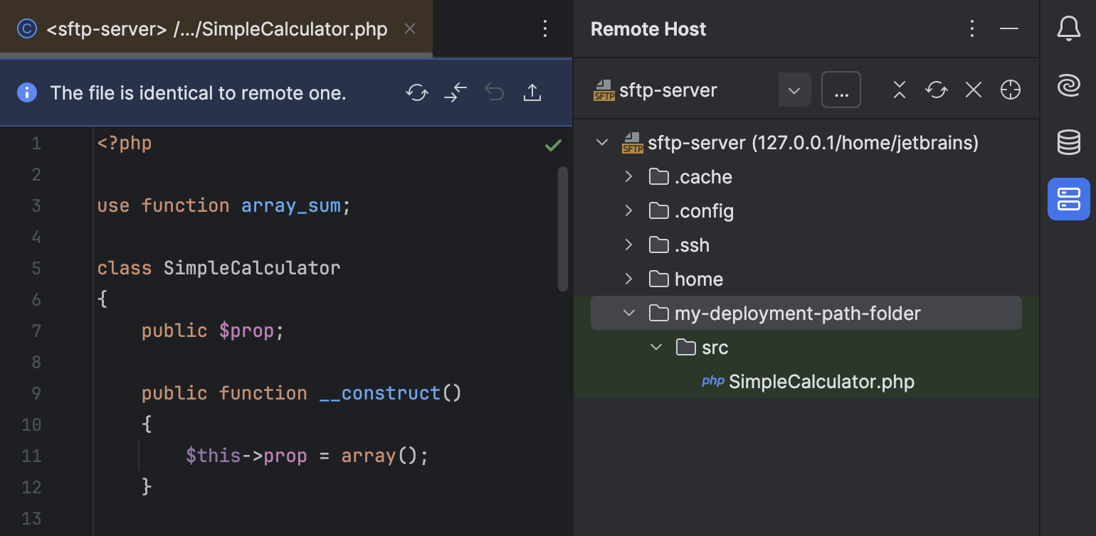 Edit individual files on remote hosts | PhpStorm Documentation