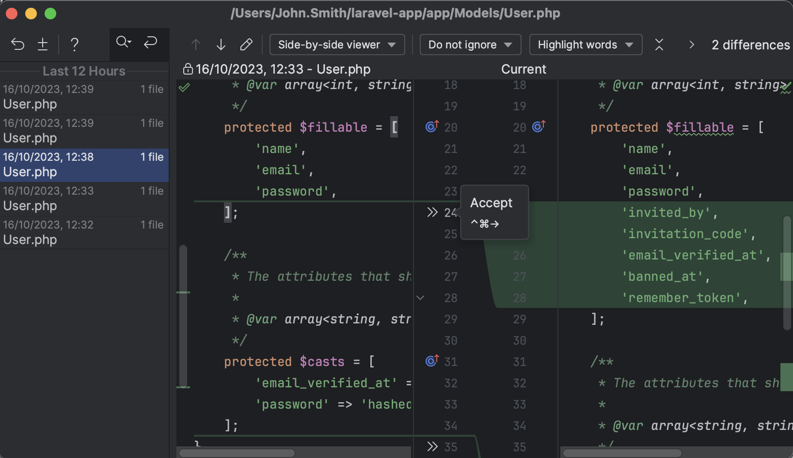 Local History | PhpStorm Documentation