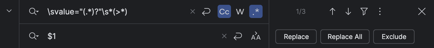 Find And Replace Text Using Regular Expressions Phpstorm Documentation 4765