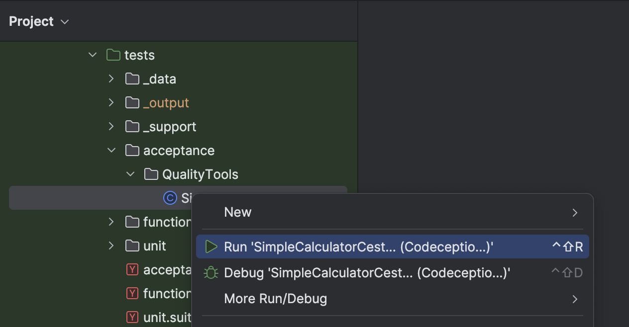 Codeception | PhpStorm Documentation
