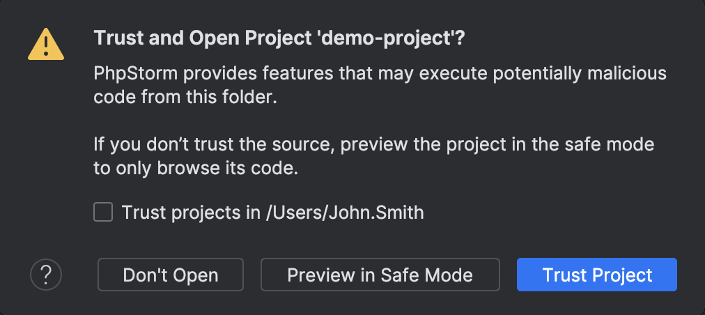 Project security | PhpStorm Documentation