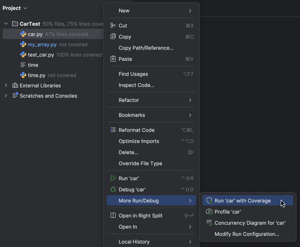Running with coverage | PyCharm Documentation