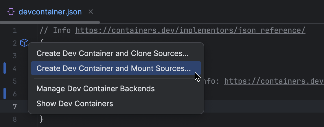 Start Dev Container inside IDE | PyCharm Documentation