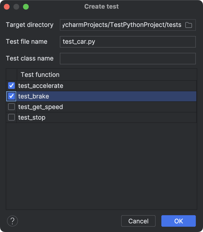 Create tests | PyCharm Documentation