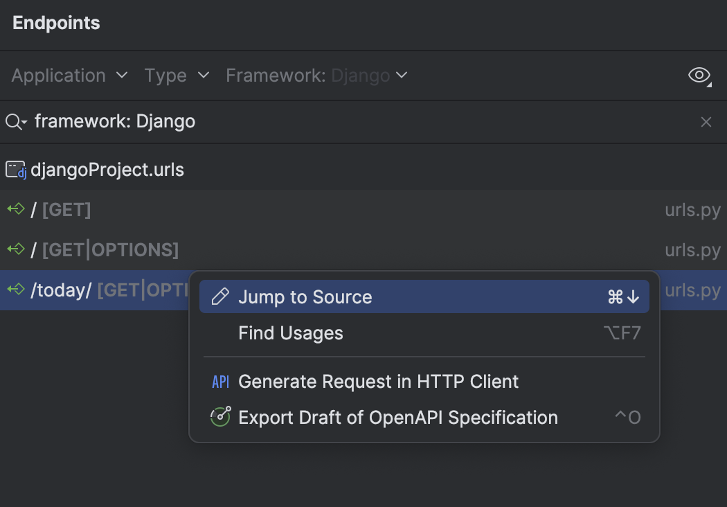 Manage Endpoints | PyCharm Documentation