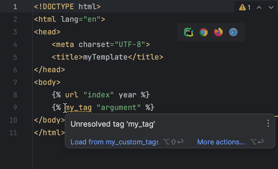 Create and use custom template tags | PyCharm Documentation