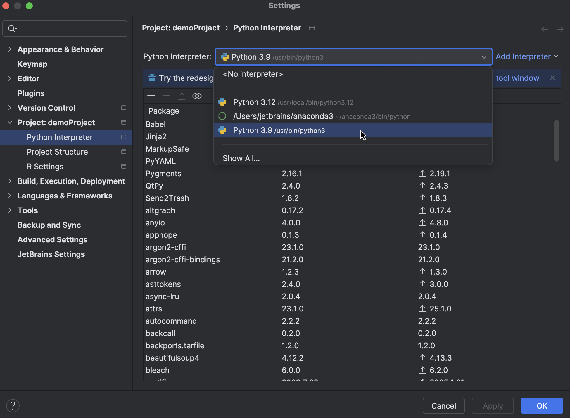 Set up a working environment | DataSpell Documentation