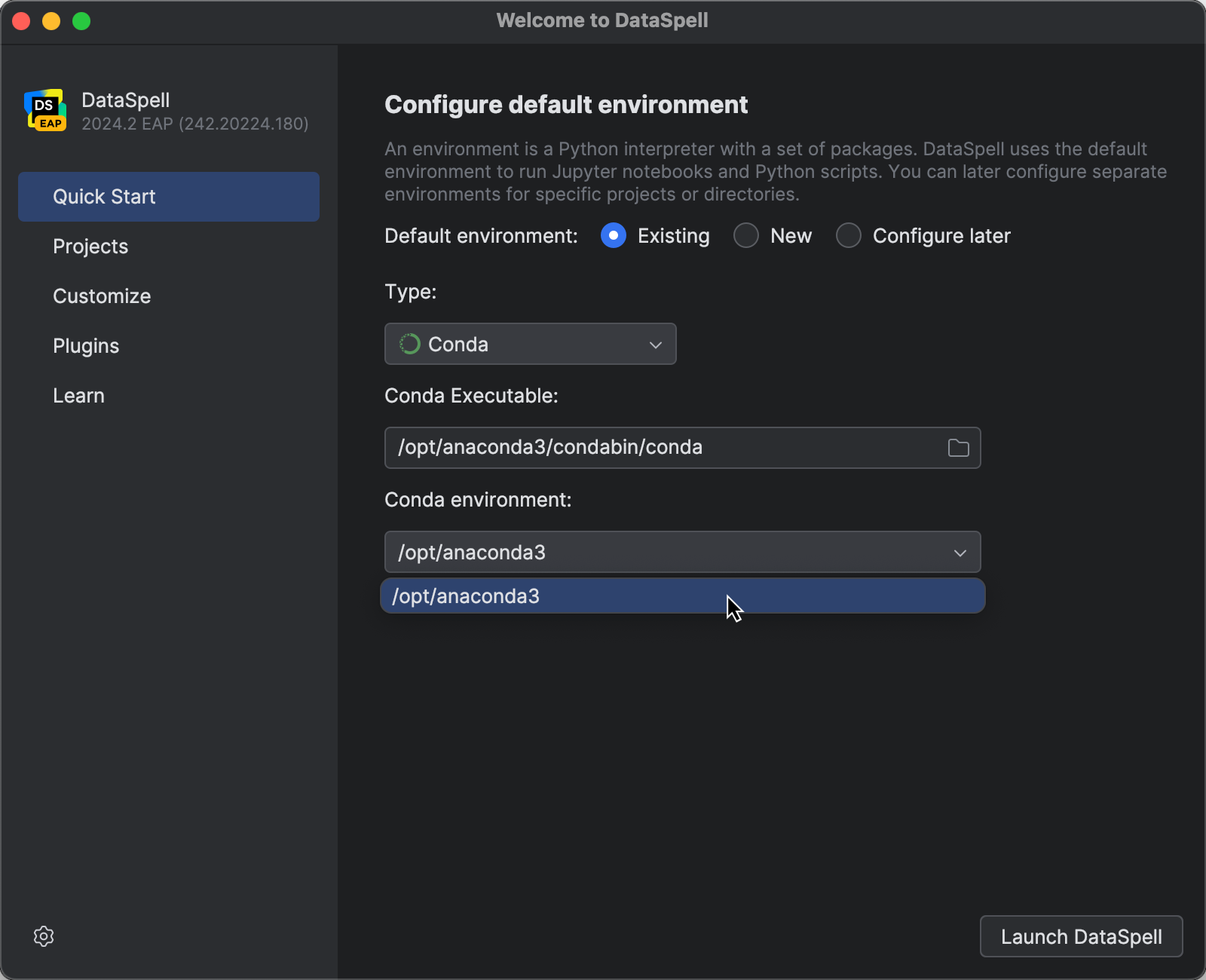 Run DataSpell for the first time | DataSpell Documentation