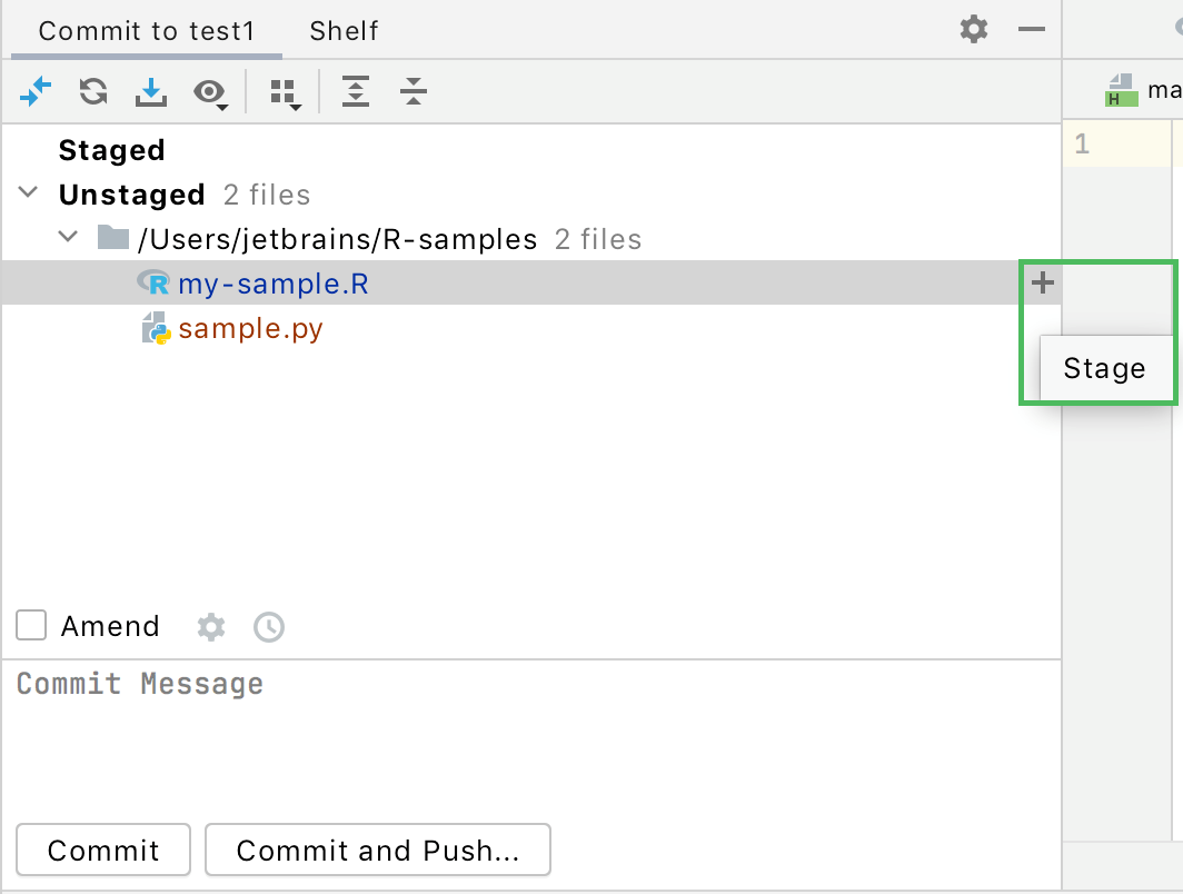 Commit and push changes to Git repository | PyCharm Documentation