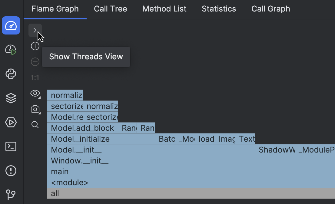 Read the profiler snapshot | PyCharm Documentation
