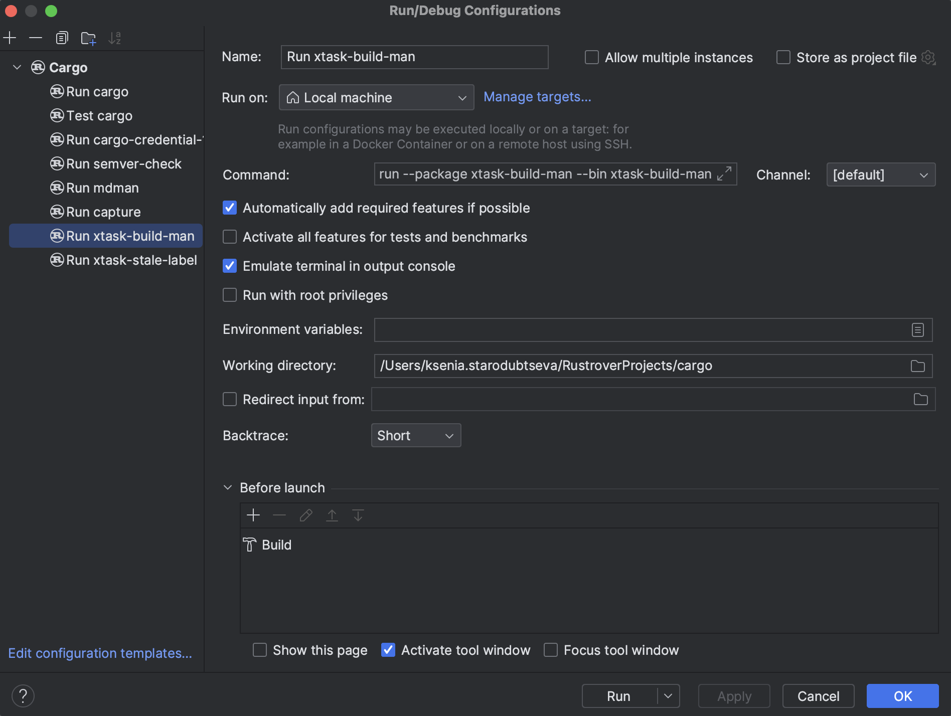Cargo run/debug configuration | RustRover Documentation