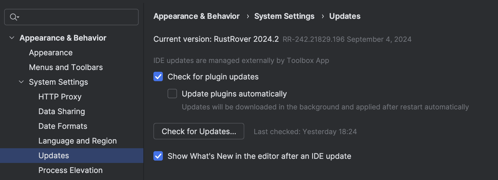 Update RustRover | RustRover Documentation