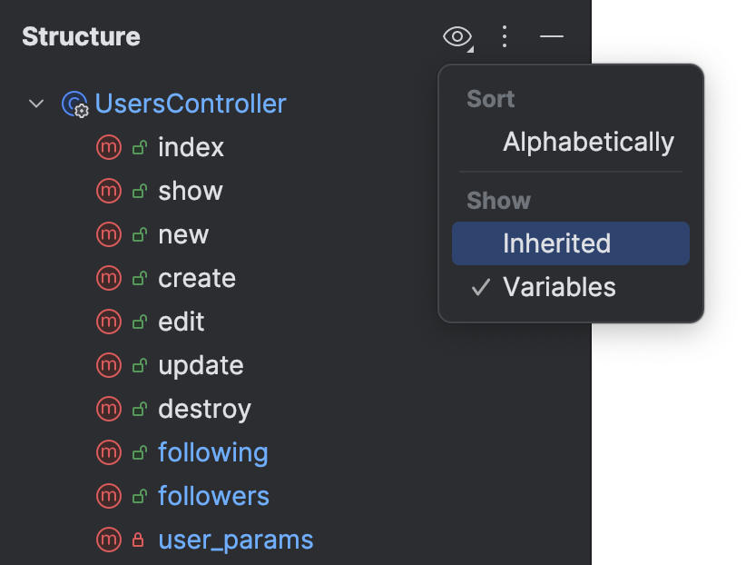 File structure | RubyMine Documentation