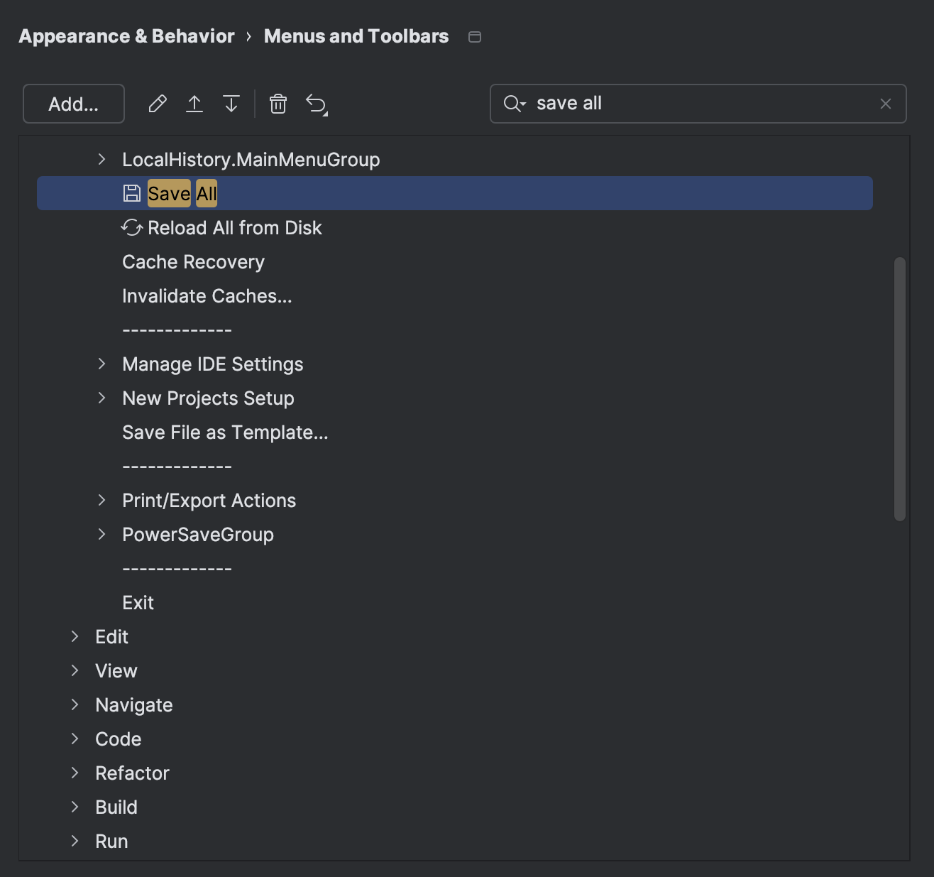 Menus and toolbars | PyCharm Documentation