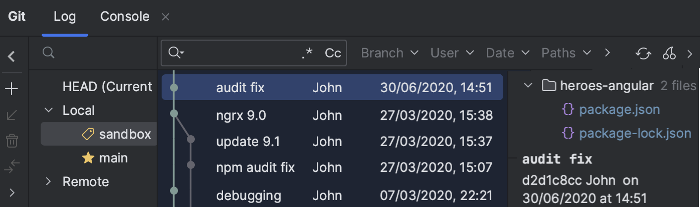 Manage Git branches | WebStorm Documentation