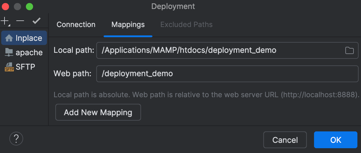 Create an in-place server configuration | WebStorm Documentation