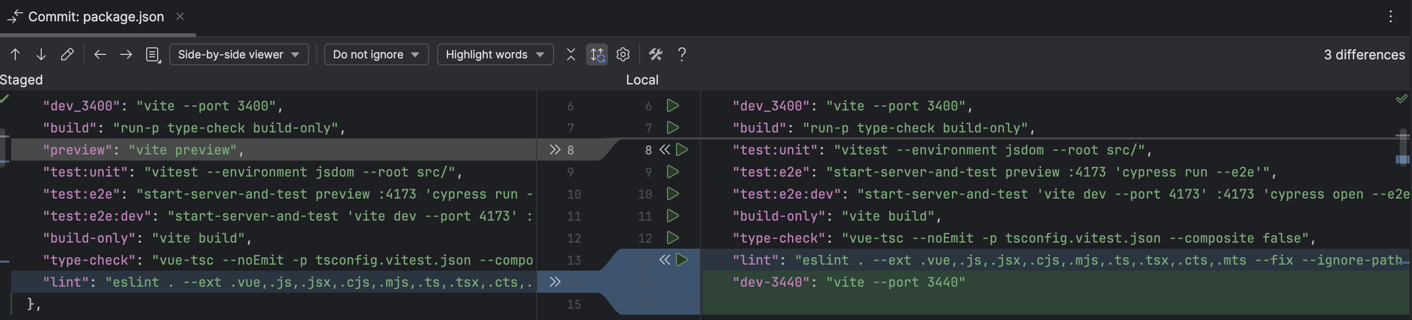 Compare File And Folder Versions Using Diff Viewer Webstorm Documentation