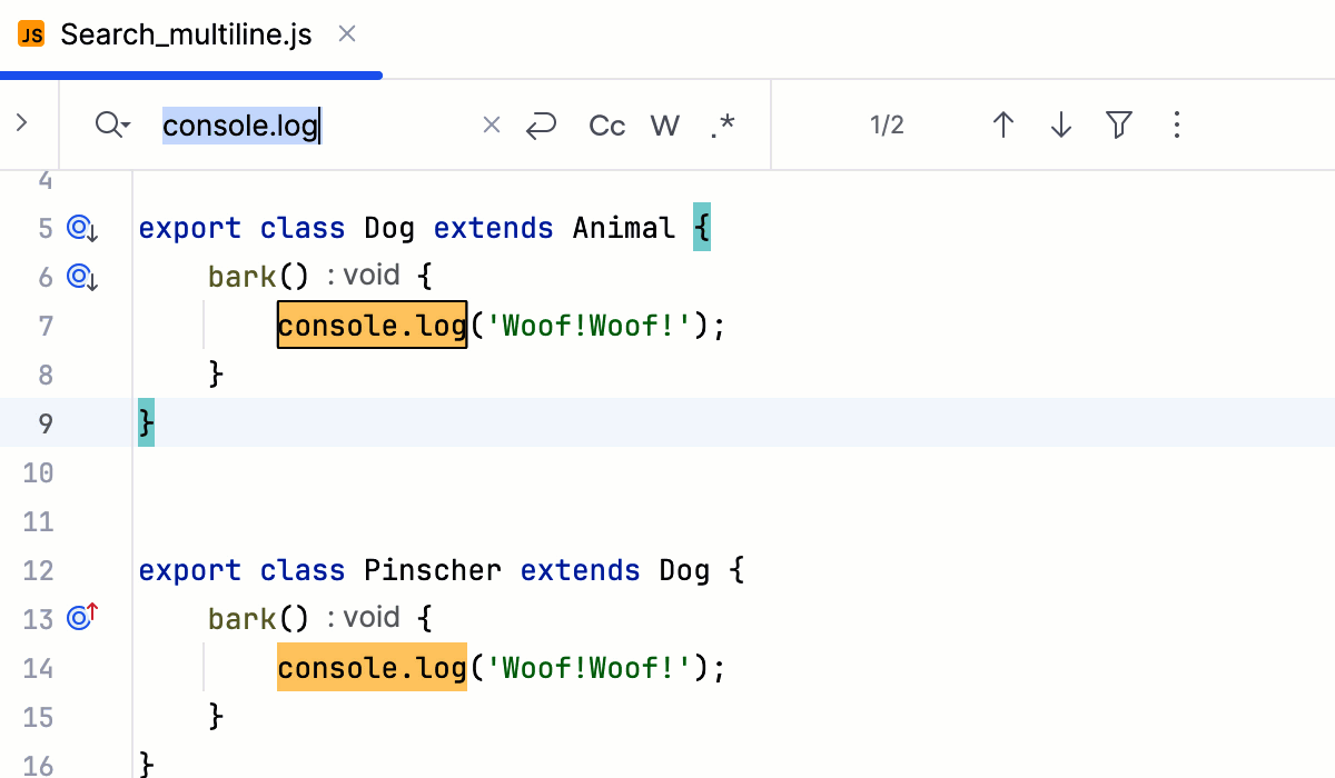 Search for a target within a file | WebStorm Documentation