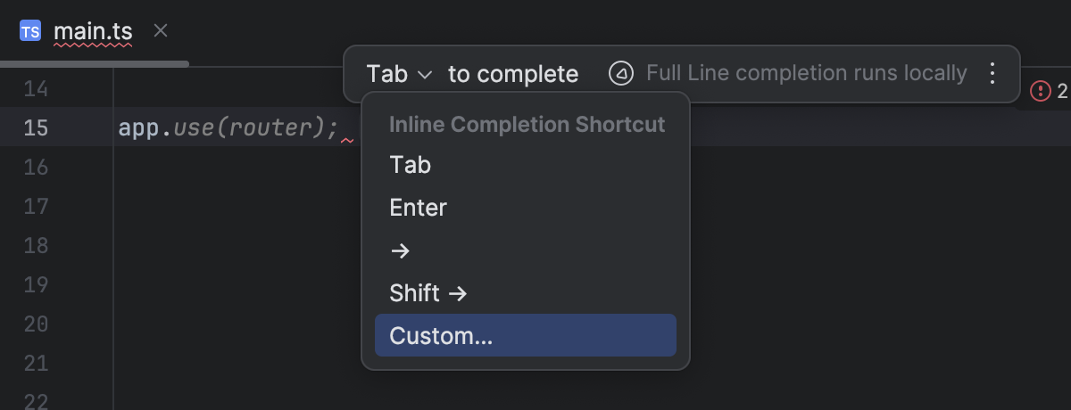 Full Line code completion | WebStorm Documentation Full Line code completion | WebStorm Documentation