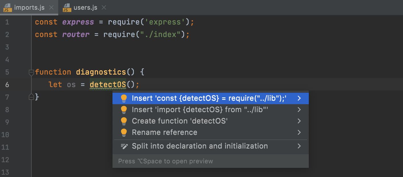JavaScript | IntelliJ IDEA Documentation