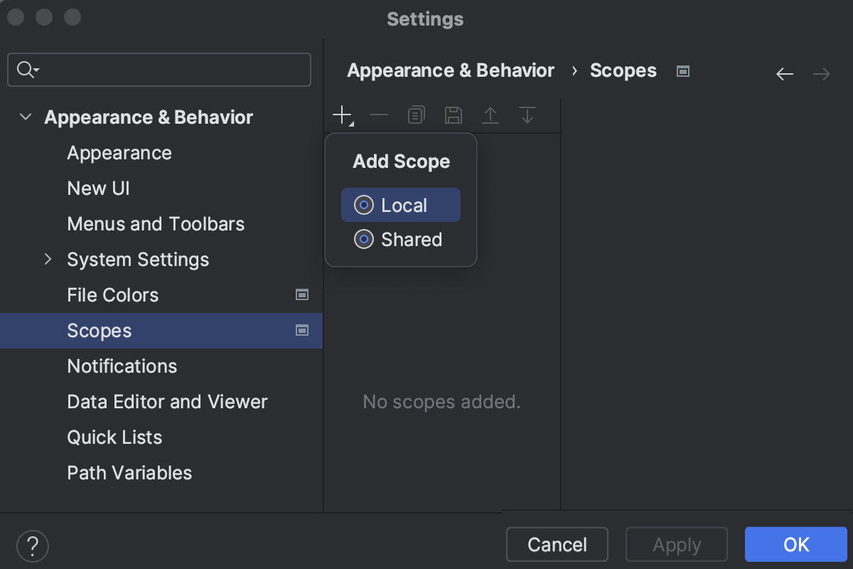 Scopes and file colors | WebStorm Documentation