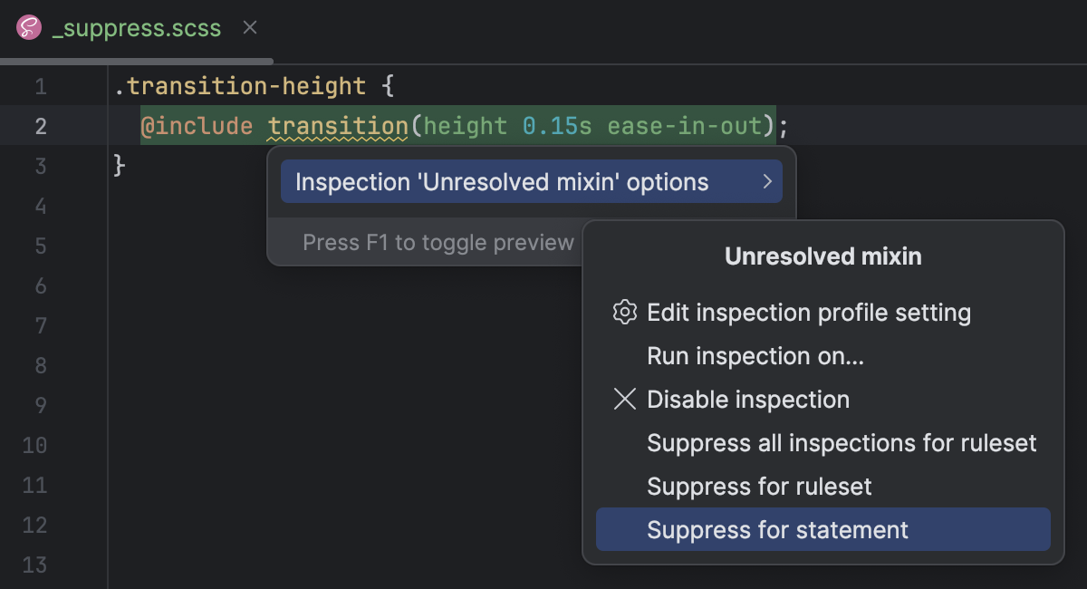 Disabling and enabling inspections | WebStorm Documentation