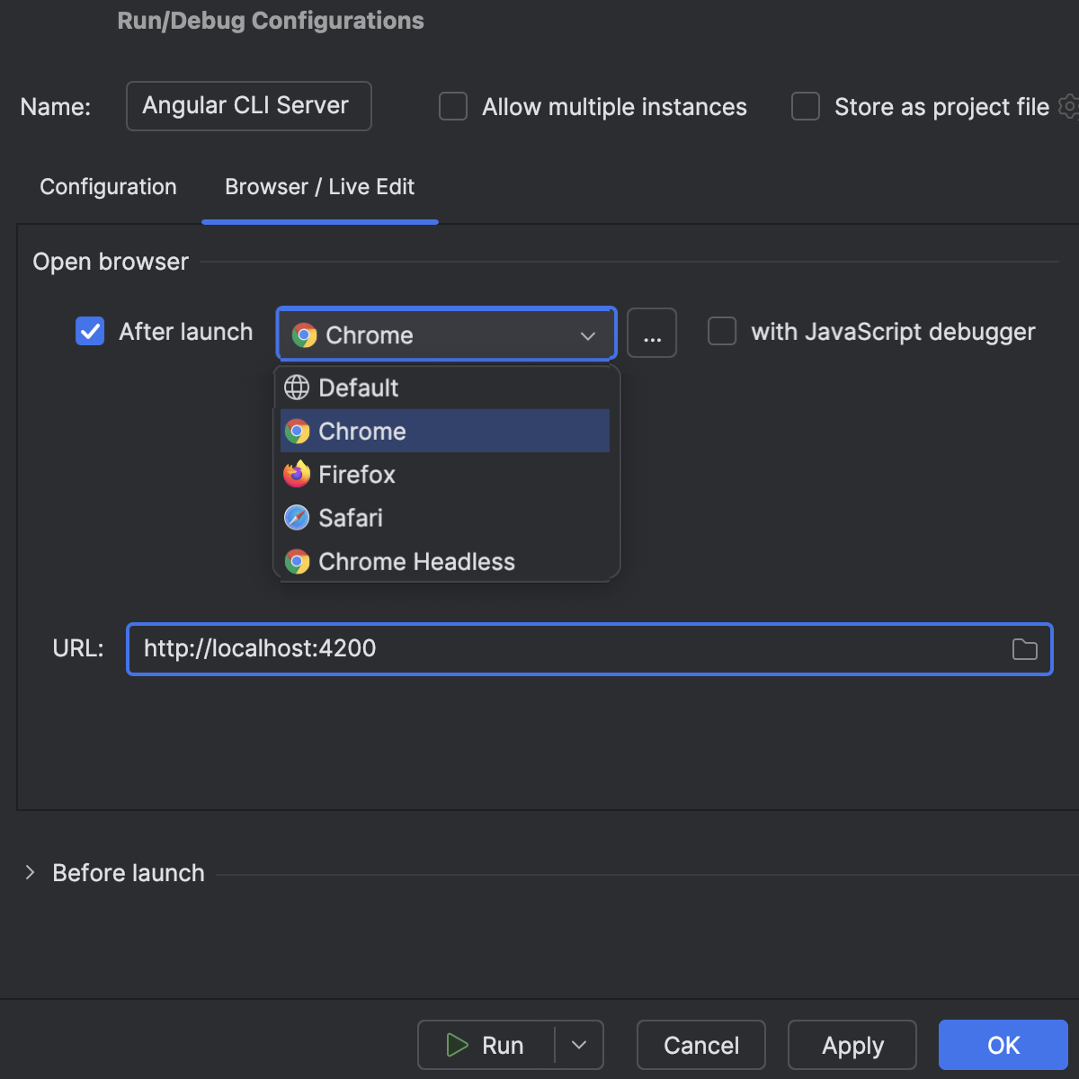 Run And Debug Angular Applications Clion Documentation