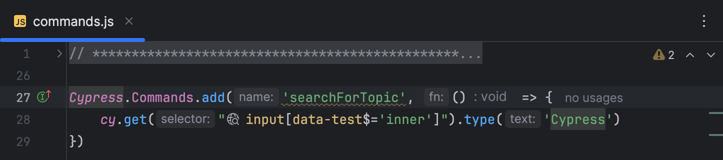 Cypress Custom Commands | WebStorm Documentation