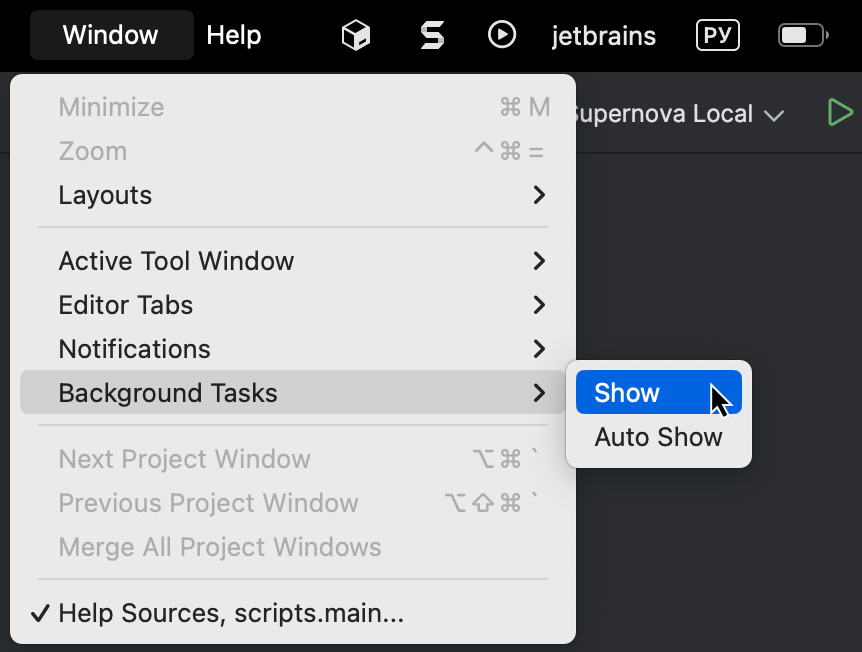 Background tasks | PyCharm Documentation